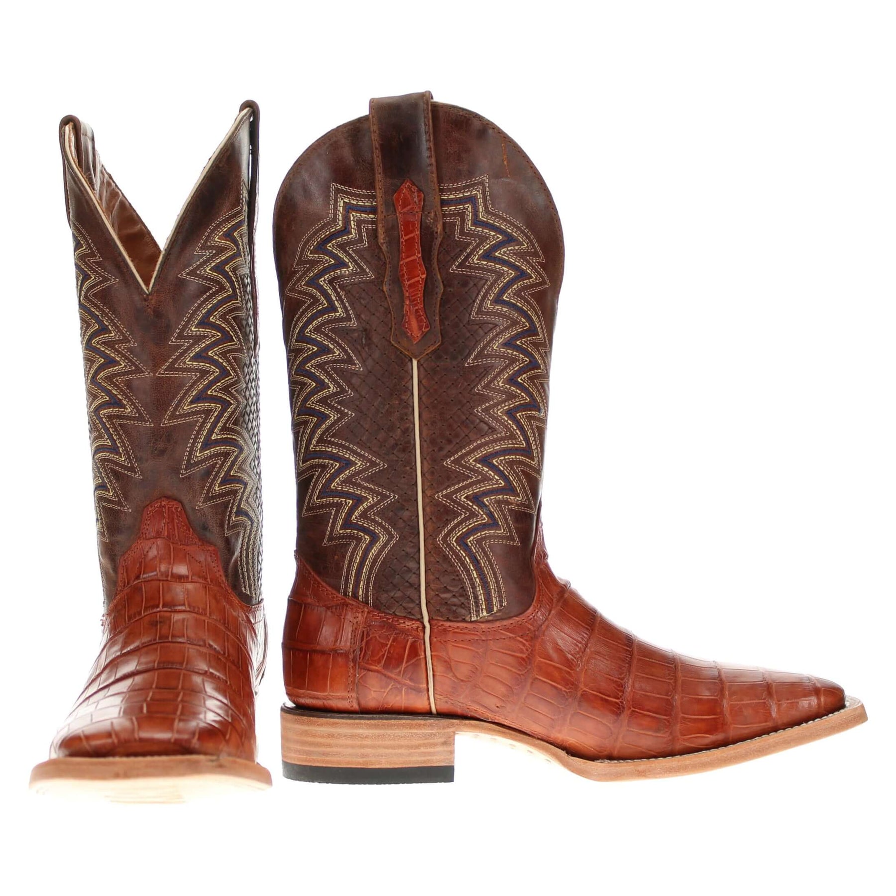 Men's Cognac American Alligator Cowboy Boots | Vaccari Boots