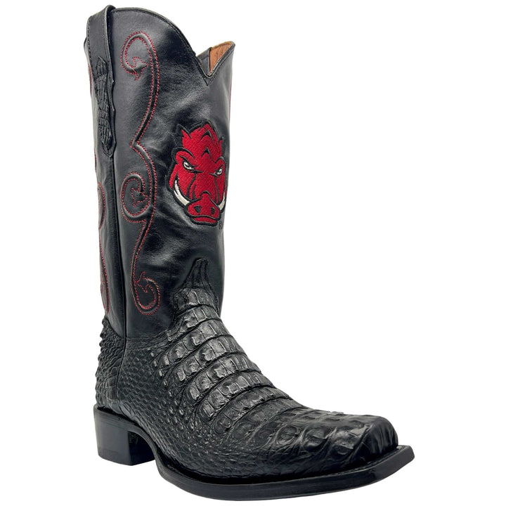 Men's University of Arkansas Black Hornback Alligator Boots