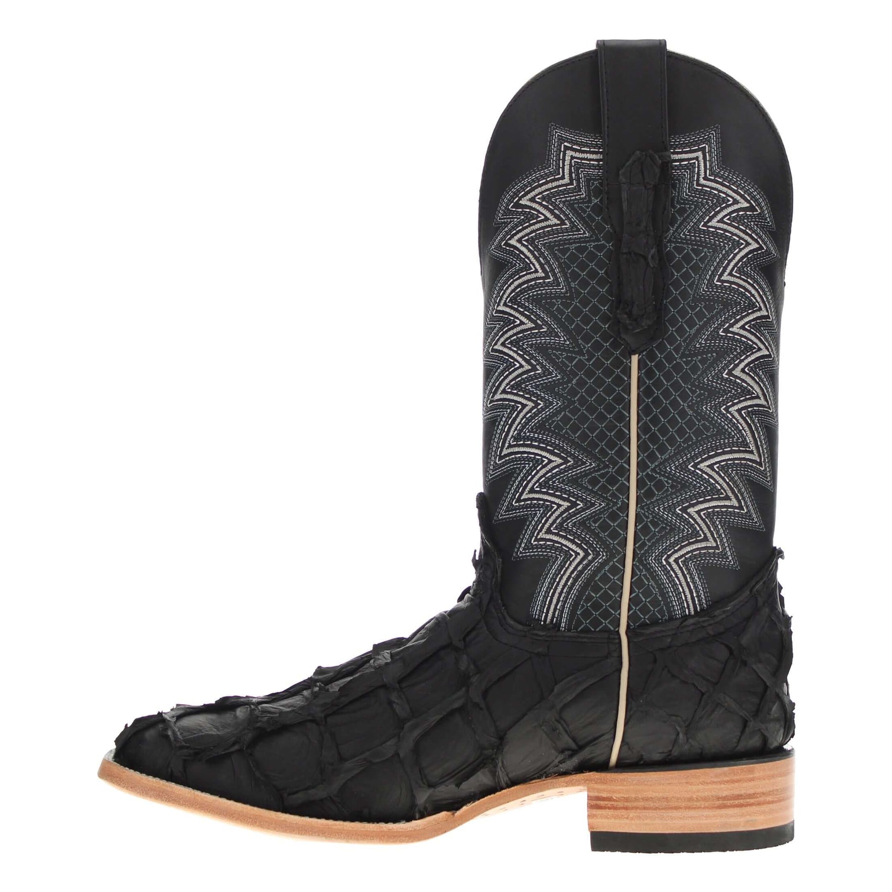 Men's Black Pirarucu Fish Cowboy Boots | Vaccari Boots