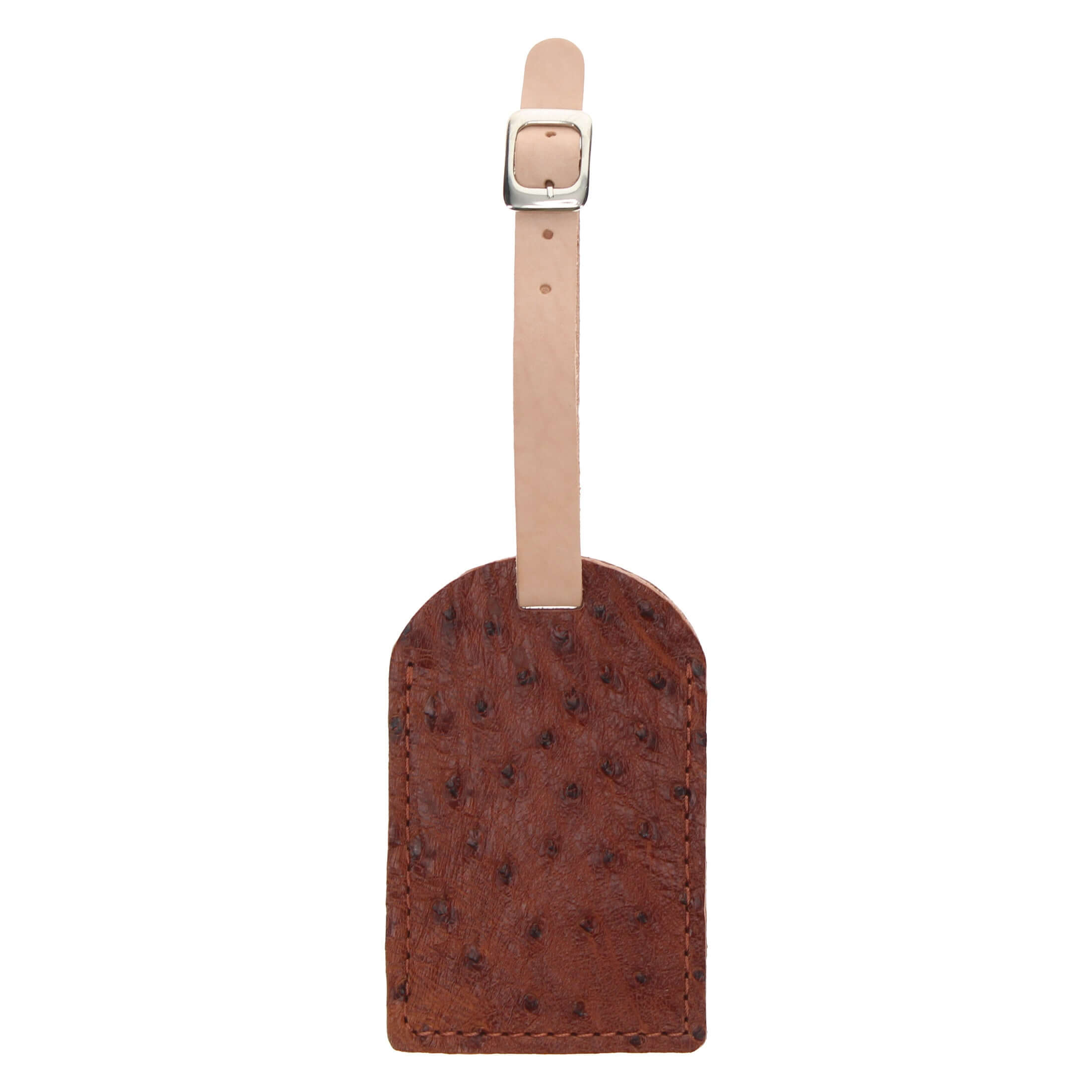 Men's Cognac Full Quill Ostrich Luggage Tag | Vaccari Boots