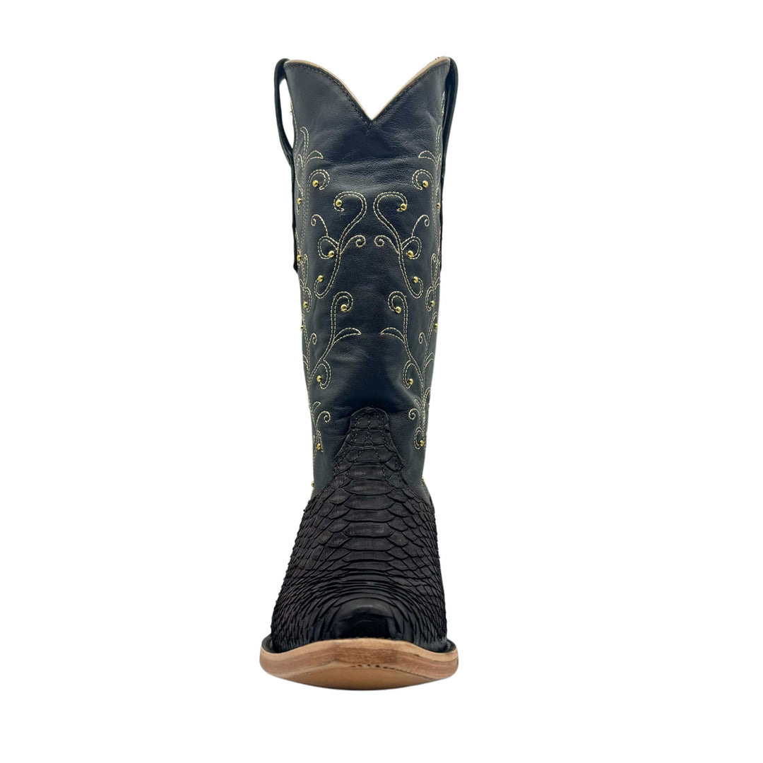 Women's Mocha Python Gold Studded Vaccari Boots