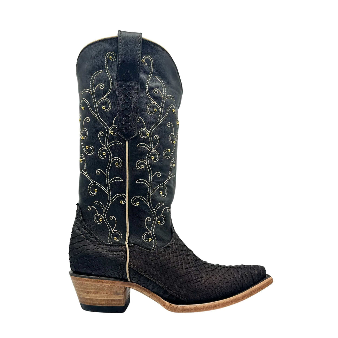 Women's Mocha Python Gold Studded Vaccari Boots
