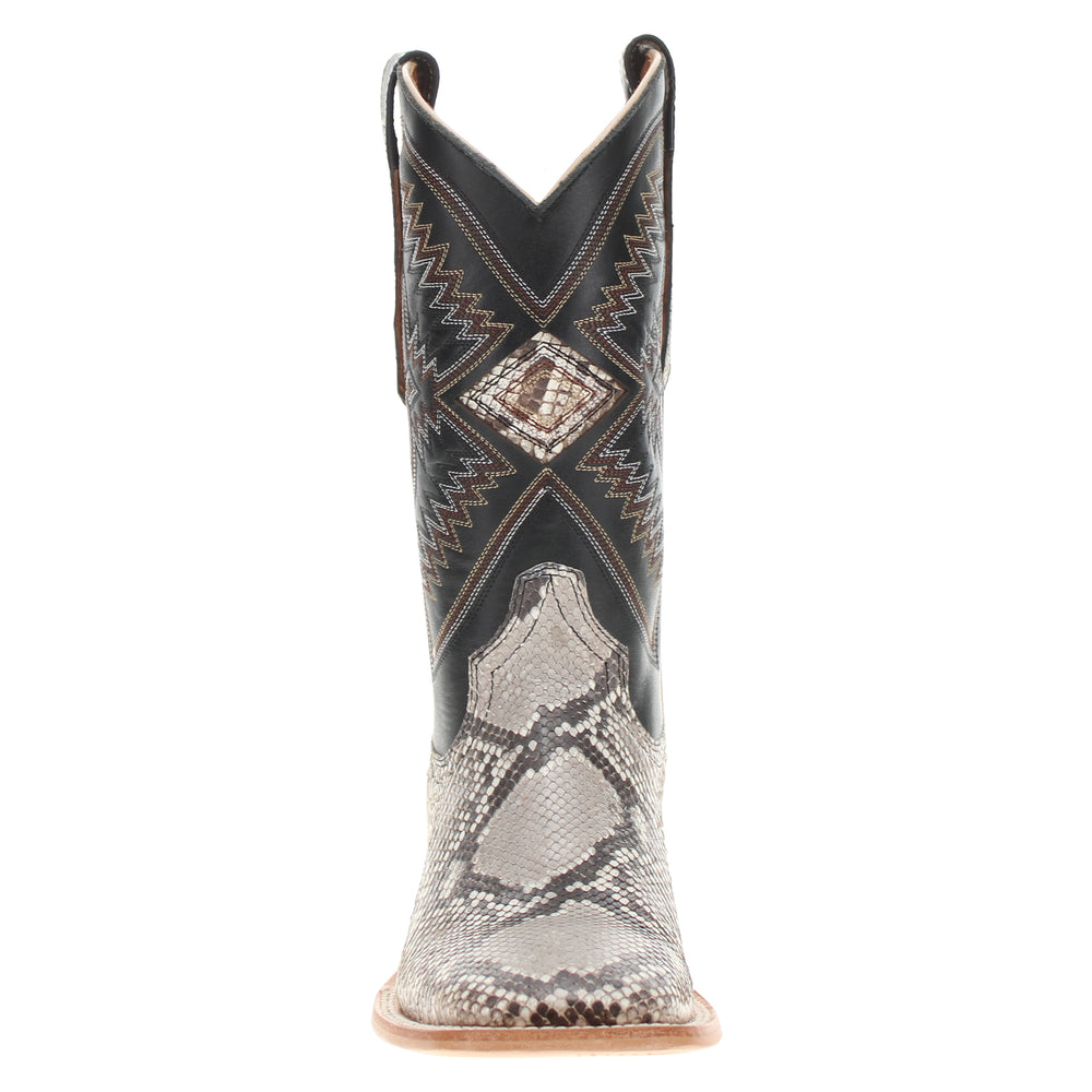Men's Natural Python Square Toe Cowboy Boots | Vaccari