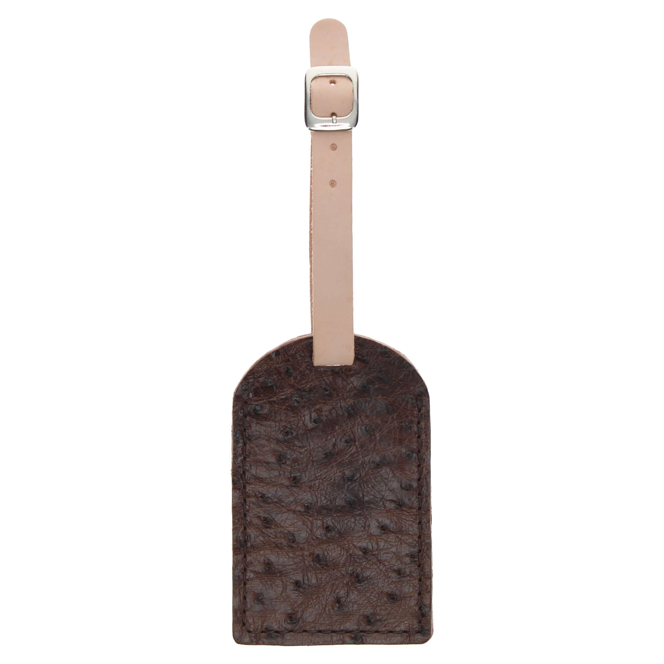 Men's Mocha Full Quill Ostrich Luggage Tag | Vaccari Boots