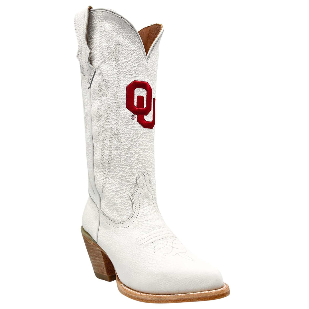 Women's University of Oklahoma White Snip Toe Boots