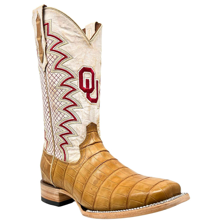 Men's University of Oklahoma Tan Alligator Boots