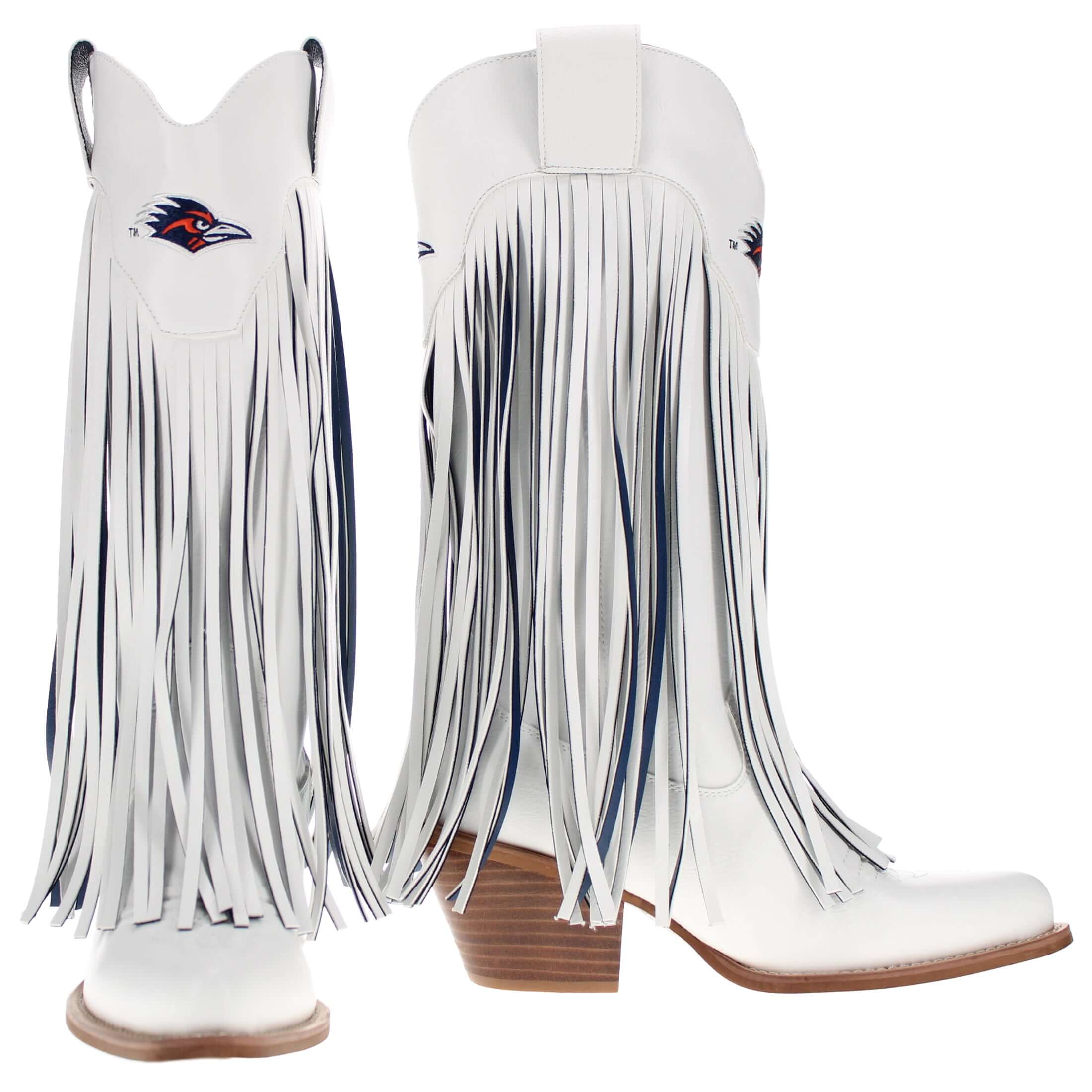 Women's UTSA White Fringe Cowgirl Boots | Vaccari Boots
