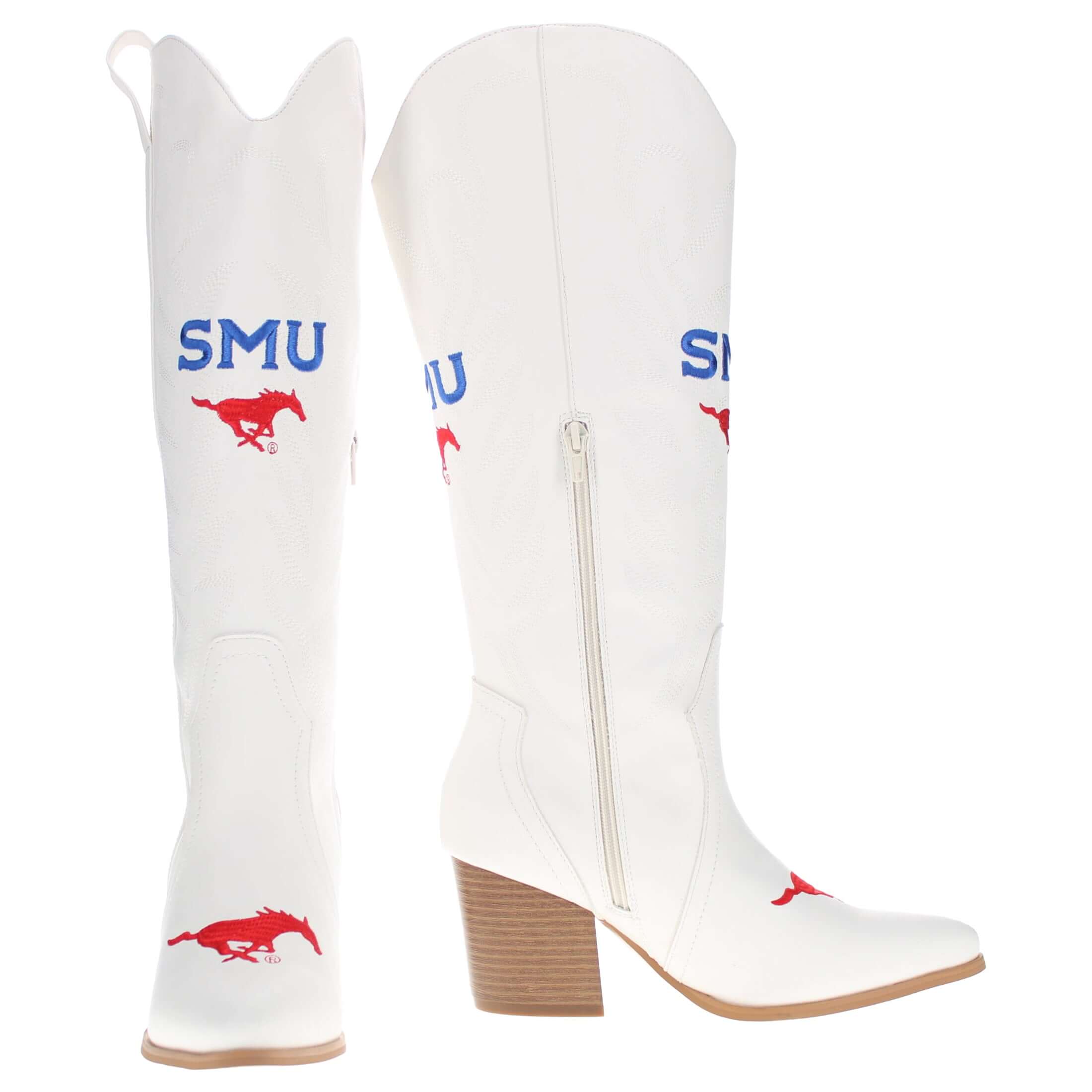 Women's SMU Tall White Cowgirl Boots | Vaccari Boots