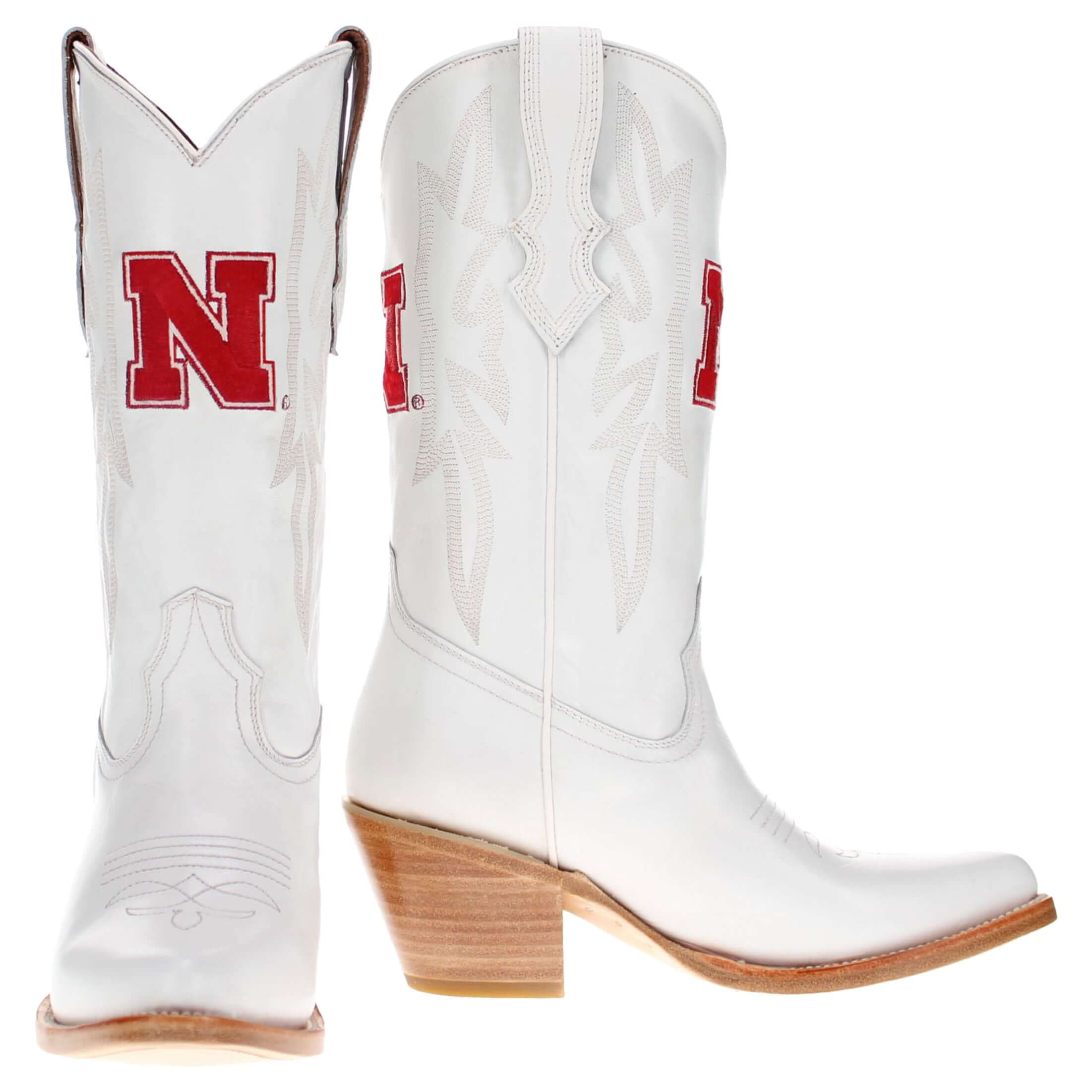 Women's University of Nebraska White Snip Toe Boots