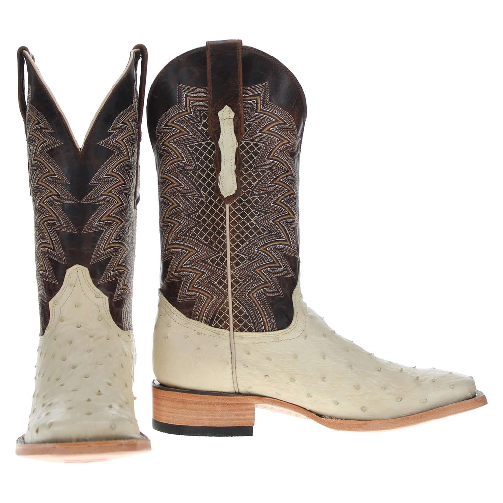 Men's White Full Quill Ostrich Cowboy Boots | Vaccari Boots