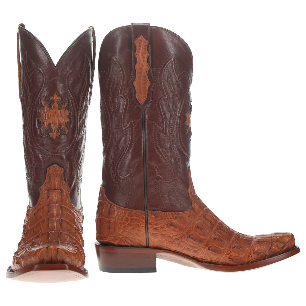 Men's Cognac Hornback American Alligator Boots | Vaccari