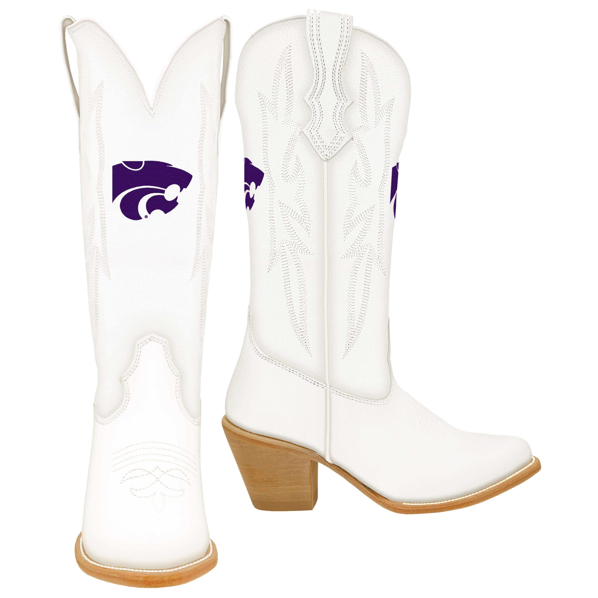 Women's Kansas State University White Snip Toe Boots