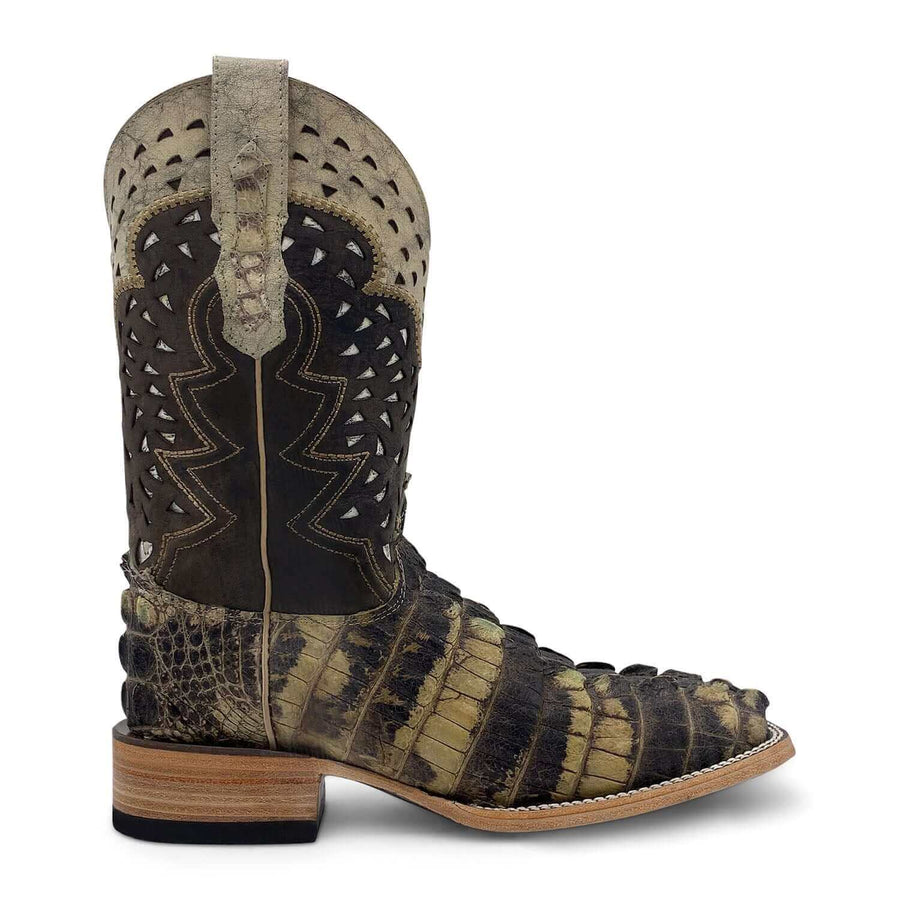 Mens Vaccari Tail-Cut American Alligator Square Toe Boots
