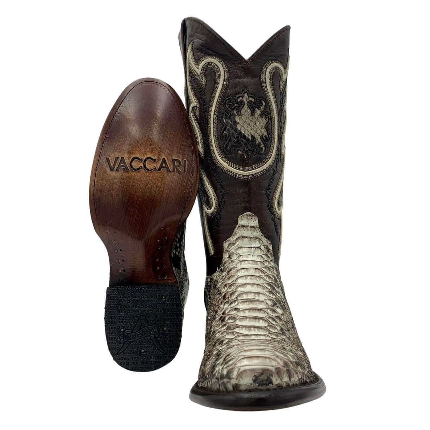 Men's Natural Python Round Toe Vaccari Boots