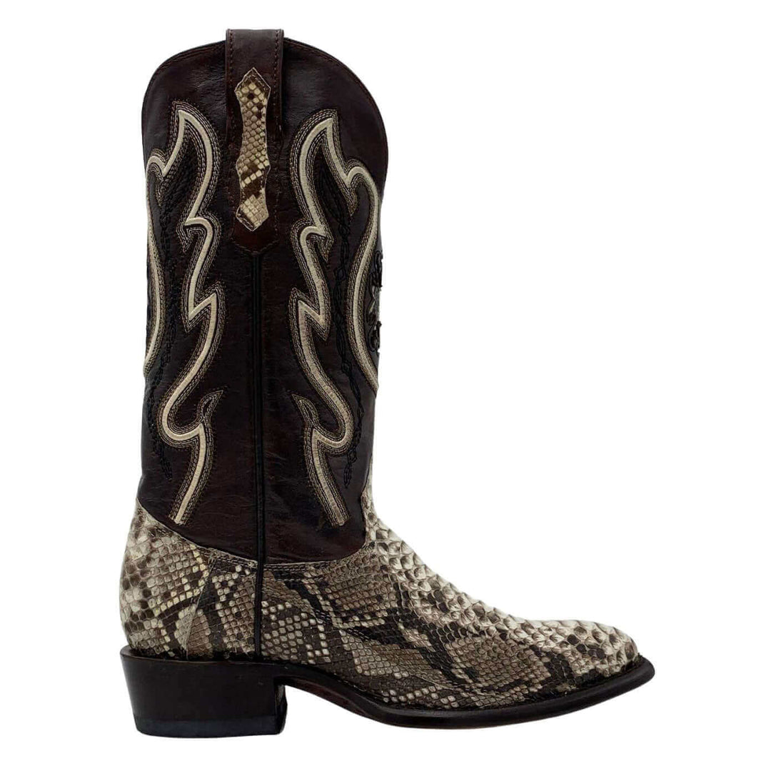 Men's Natural Python Round Toe Vaccari Boots