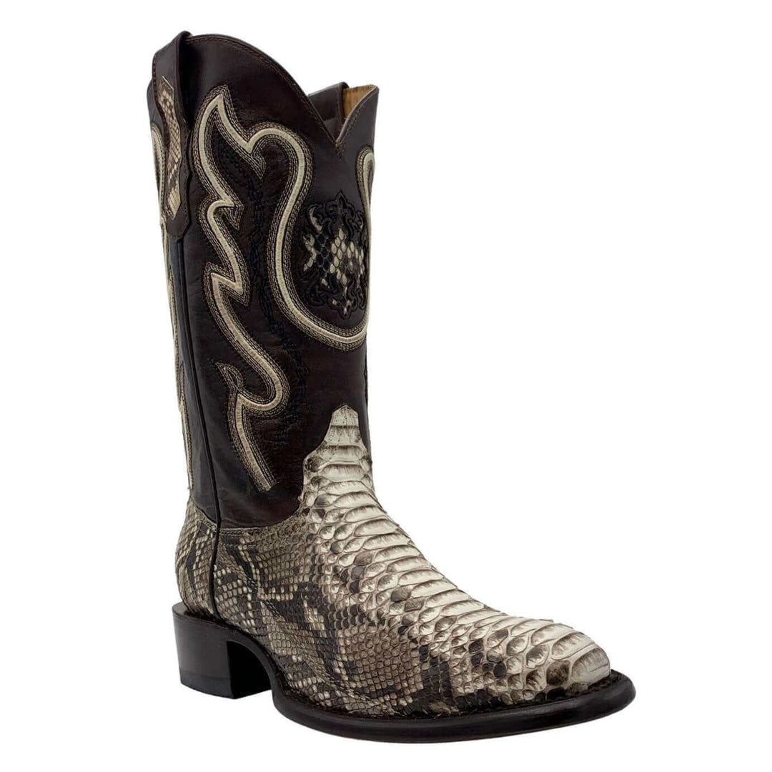 Men's Natural Python Round Toe Vaccari Boots